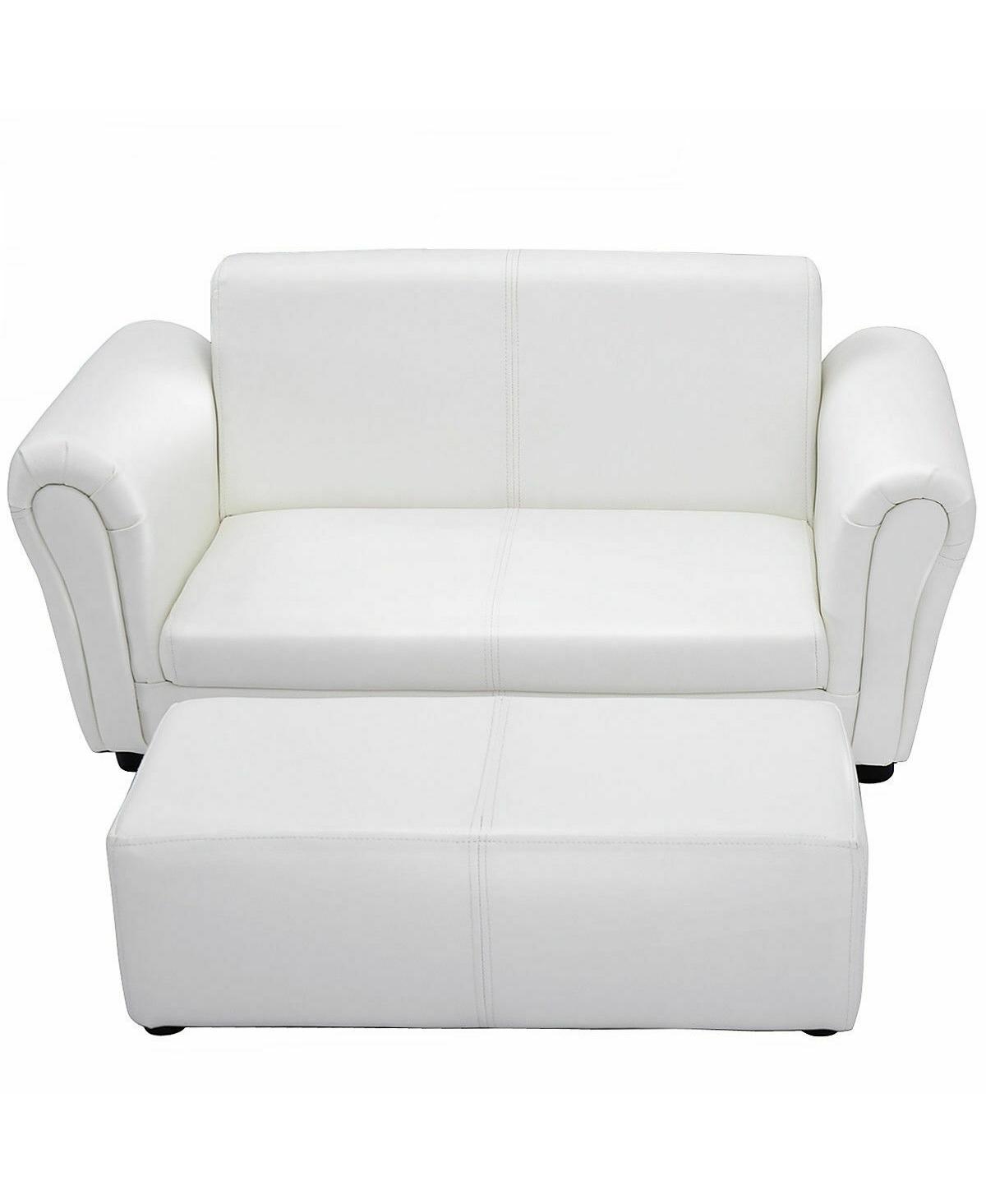 Click here for Gouun Soft Kids Double Sofa with Ottoman - White prices