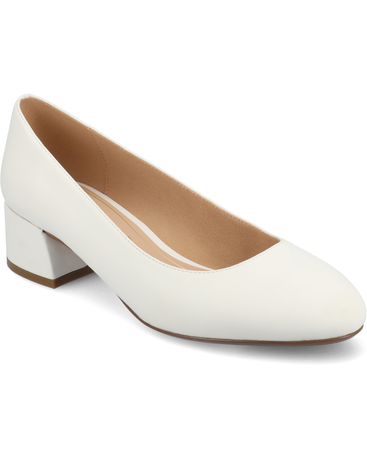 Journee Collection Womens Saarii Round Toe Block Heel Pumps - White