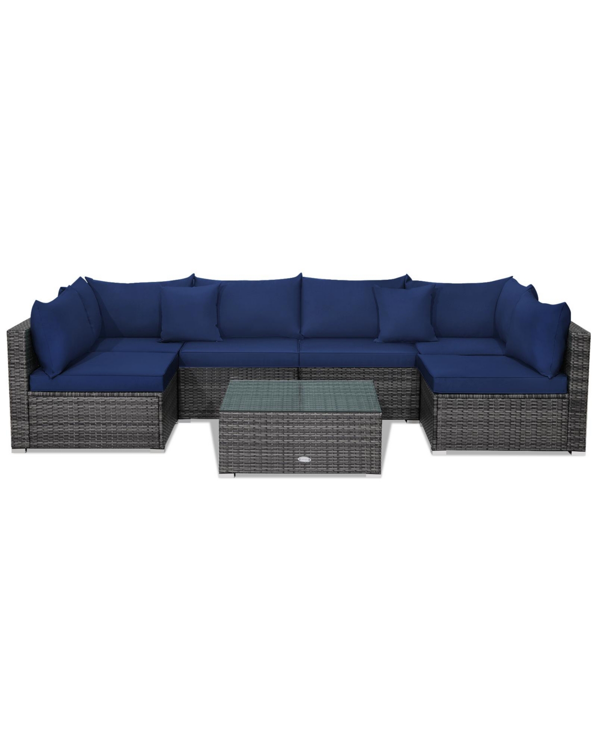 Click here for 7 Pieces Patio Rattan Furniture Set Sectional Sofa... prices