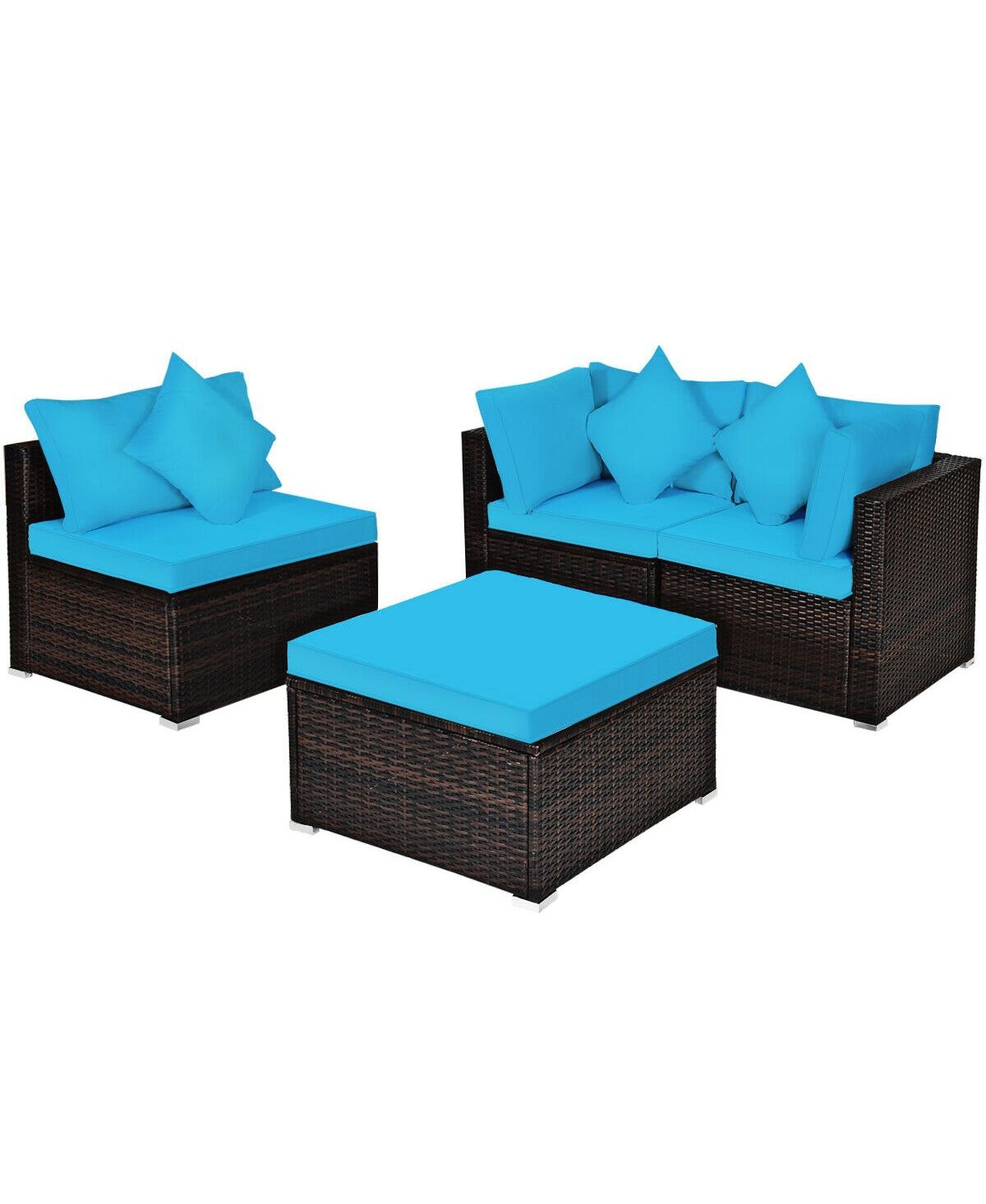 Click here for Gouun 4 Pcs Ottoman Garden Deck Patio Rattan Wicke... prices