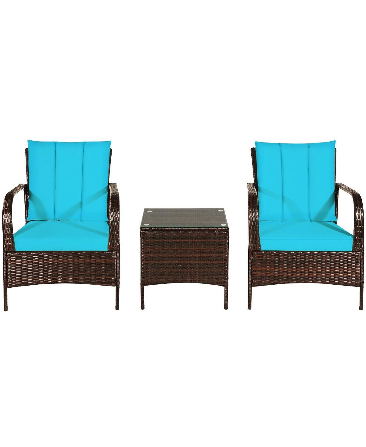 Click here for Sugift 3 Pieces Patio Rattan Conversation Set with... prices