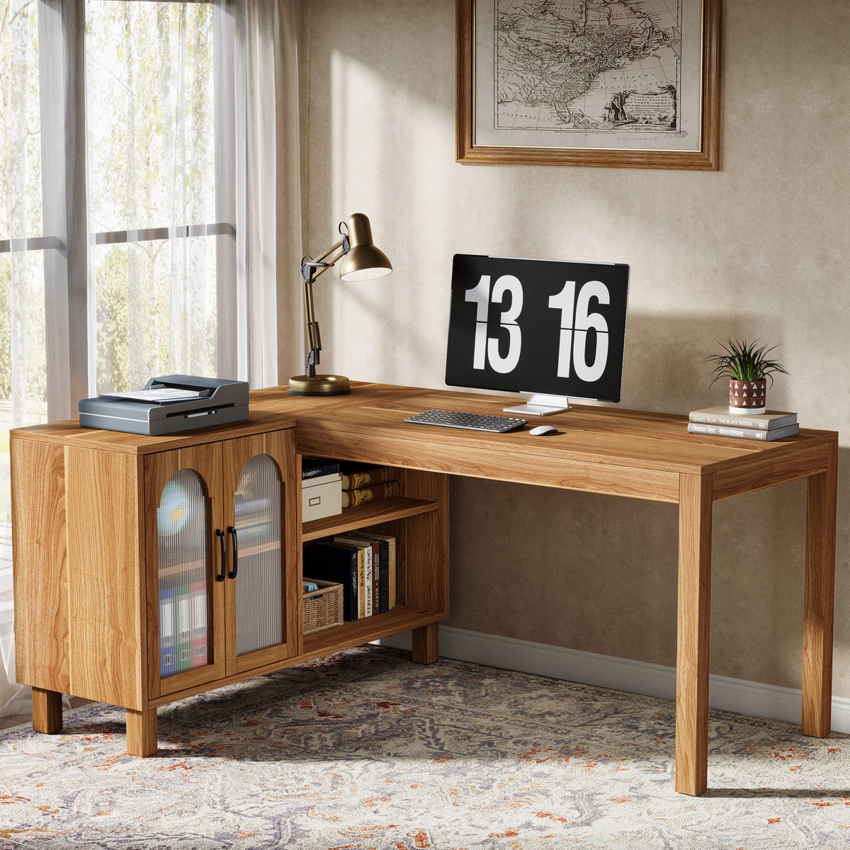 Click here for Tribesigns 59-Inch L Shaped Computer Desk with Cab... prices