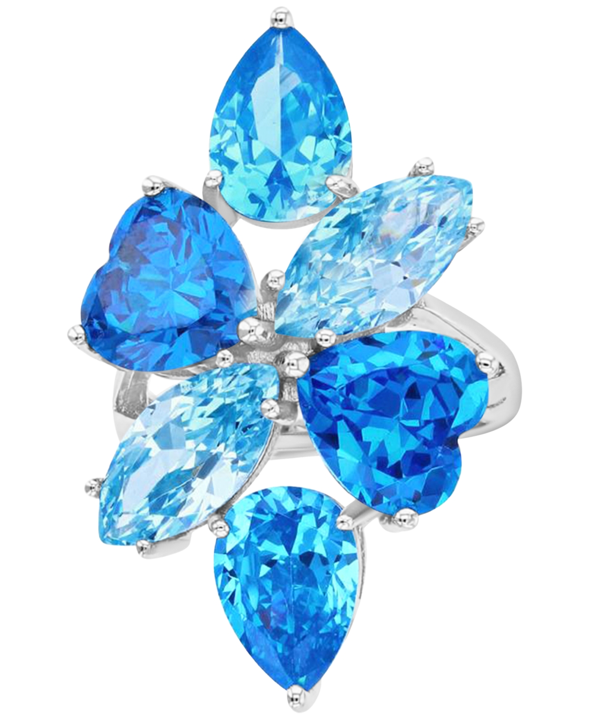 Click here for Blue Cubic Zirconia Mixed Cut Cluster Statement Ri... prices