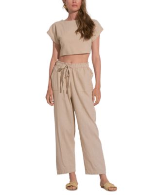 Elan Women's High-Rise Straight-Leg Drawstring Pants - Macy's
