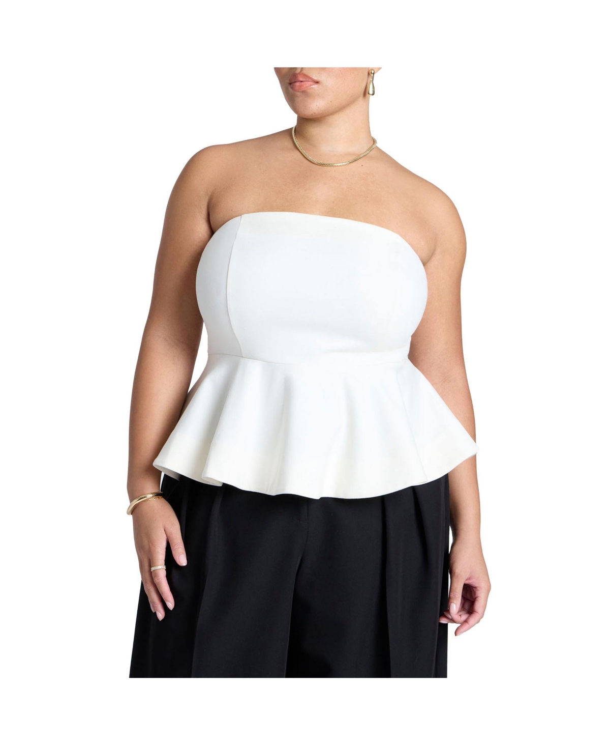Click here for Eloquii Womens Plus Size Strapless Flared Peplum T... prices