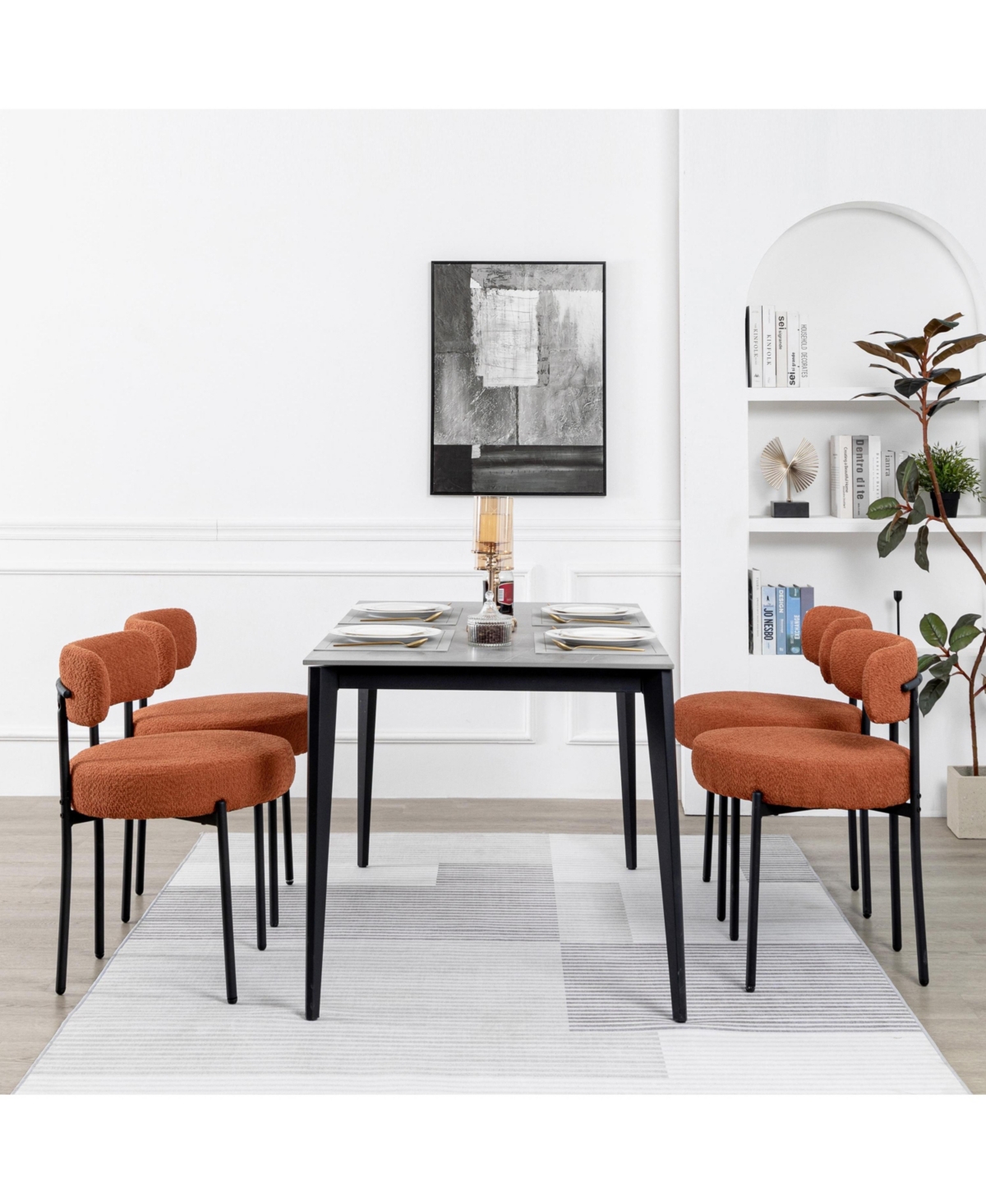 Click here for Dyhome Boucle Dining Chairs Set of 4  Upholstered... prices