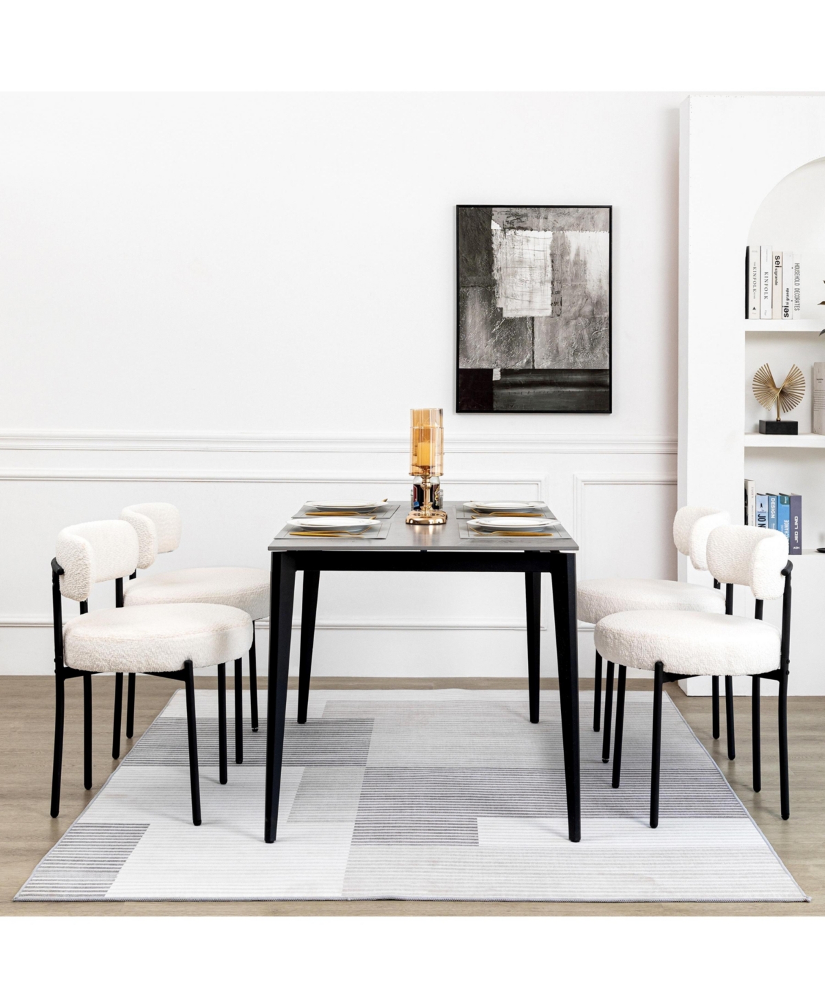 Click here for Dyhome Boucle Dining Chairs Set of 4  Upholstered... prices