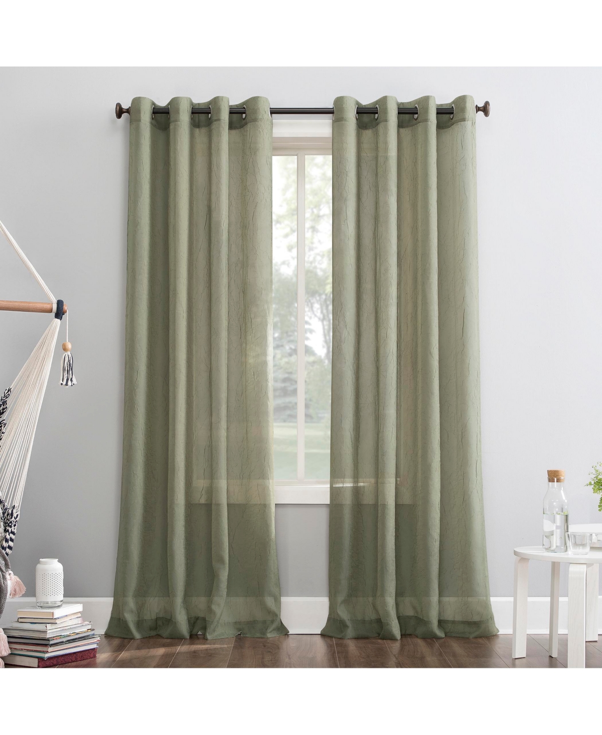 Click here for Crushed Sheer Voile Grommet Curtain Panel - Willow prices