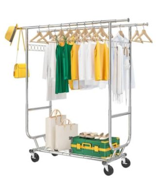 Slickblue Heavy Duty Double Bar Garment Rack on Wheels Durable and ...