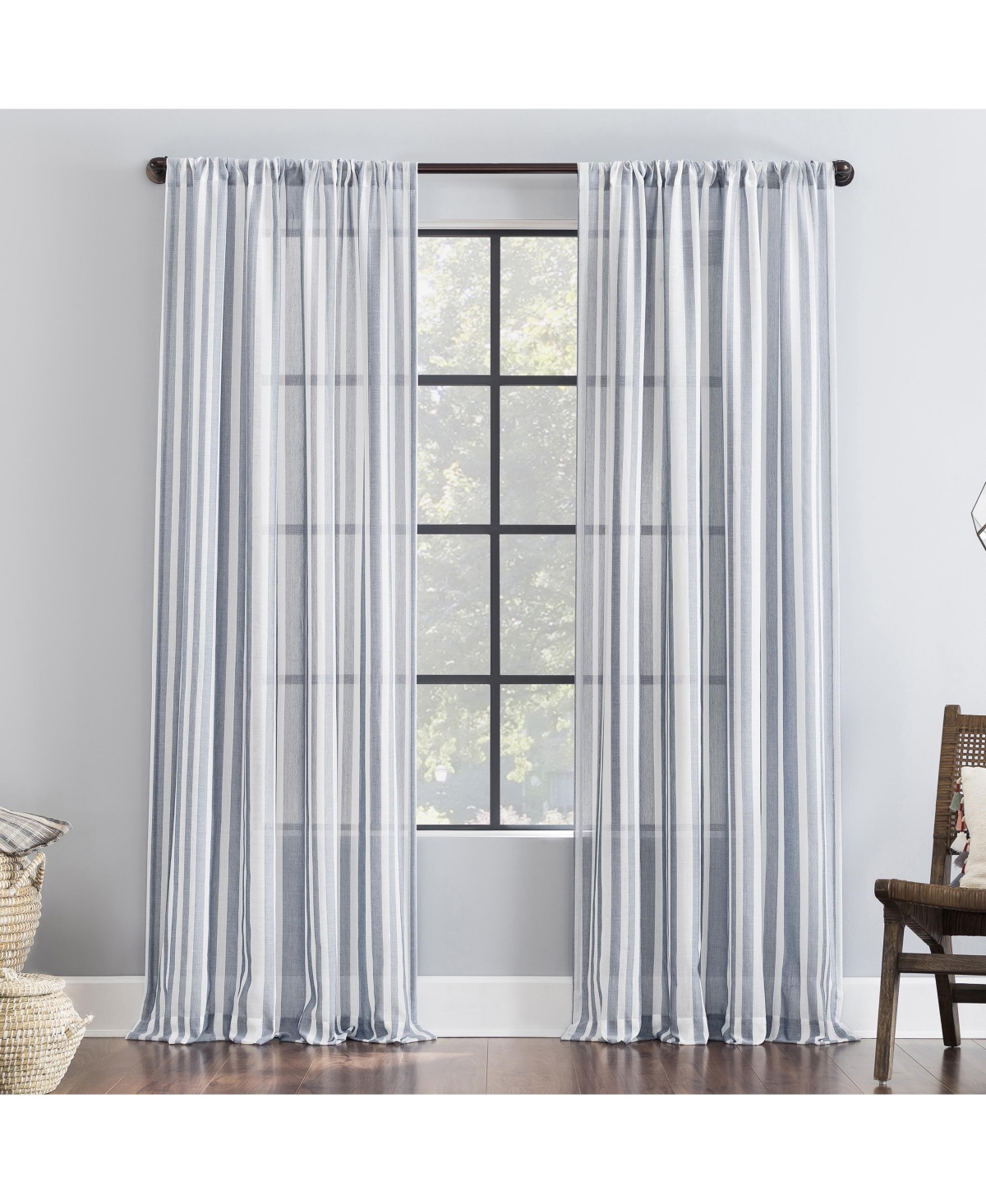 Click here for Leno Weave Stripe Anti-Dust Sheer Curtain Panel -... prices