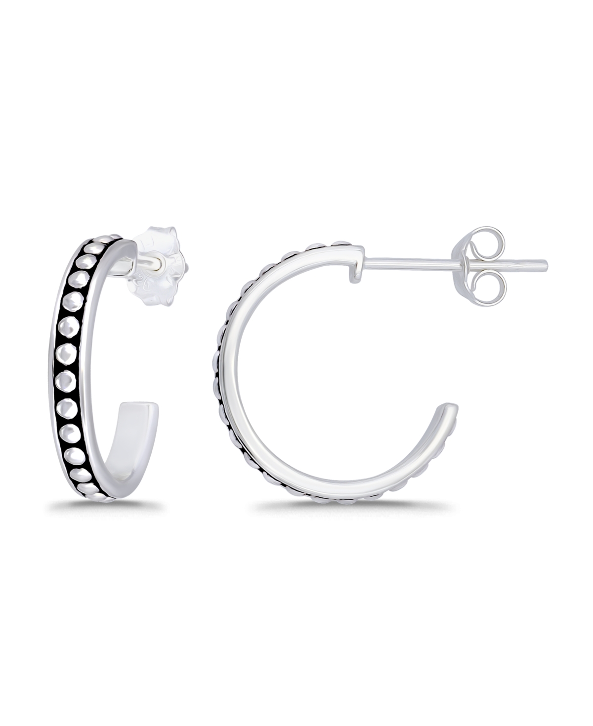 Click here for Macys Oxidized Beaded Round Half Hoop Earrings - S... prices