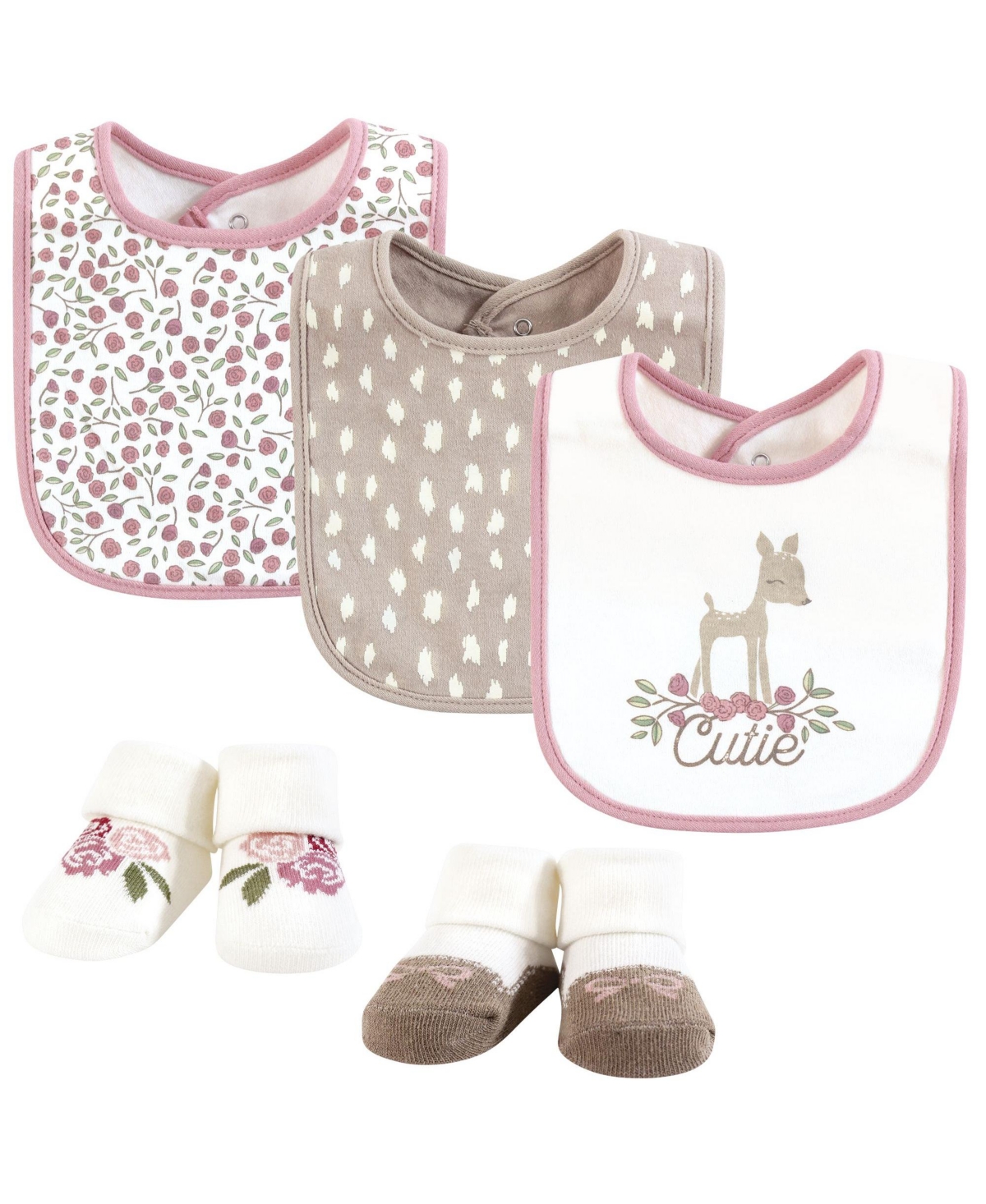 Click here for Hudson Baby Girls 5Pk Bibs and Socks Set - Fawn cu... prices