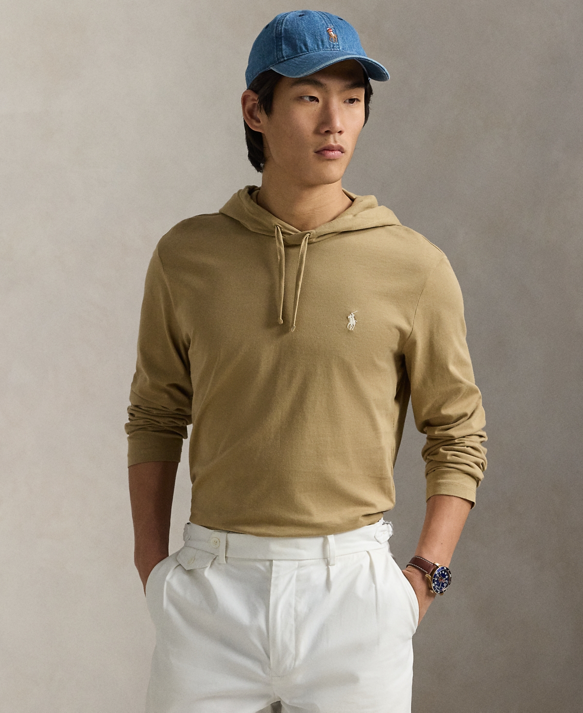 Click here for Polo Ralph Lauren Mens Jersey Hooded T-Shirt - Caf... prices