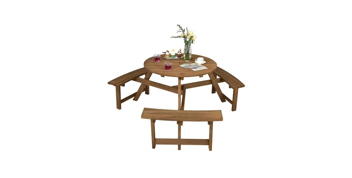 Click here for Slickblue Round Picnic Table Set with Umbrella Hol... prices