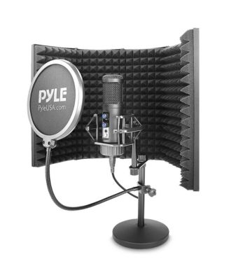 Pyle USB Condenser Microphone Kit with Isolation Shield, Shock Mount ...