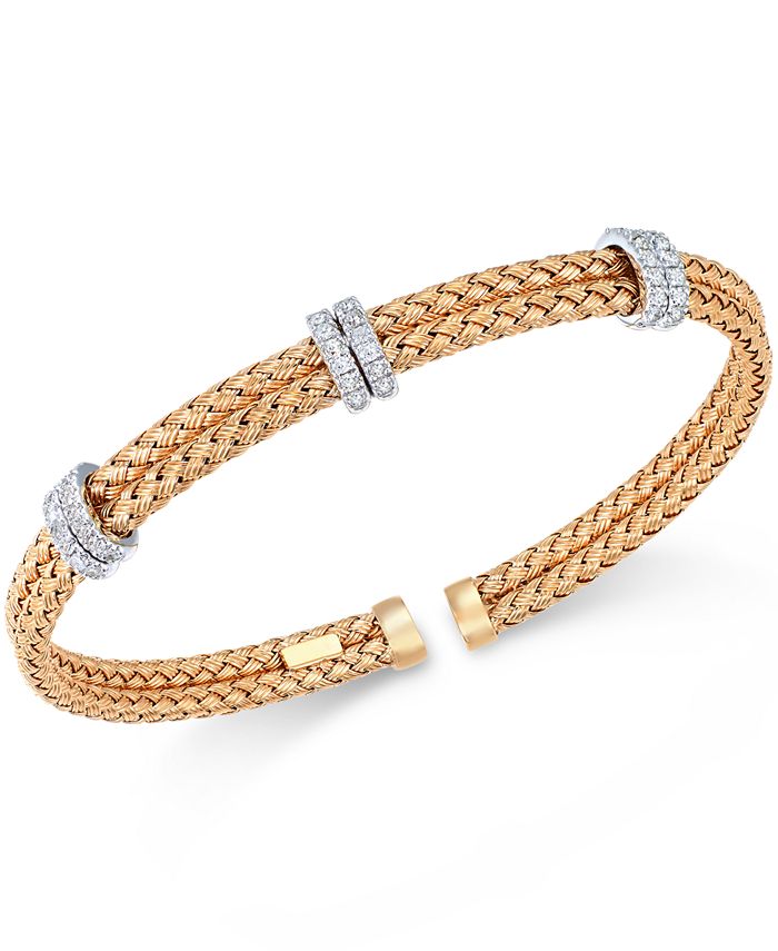 Macy's Diamond Mesh Bangle Bracelet (1/2 ct. t.w.) in Rose, Yellow or White Gold-Plated Sterling ...