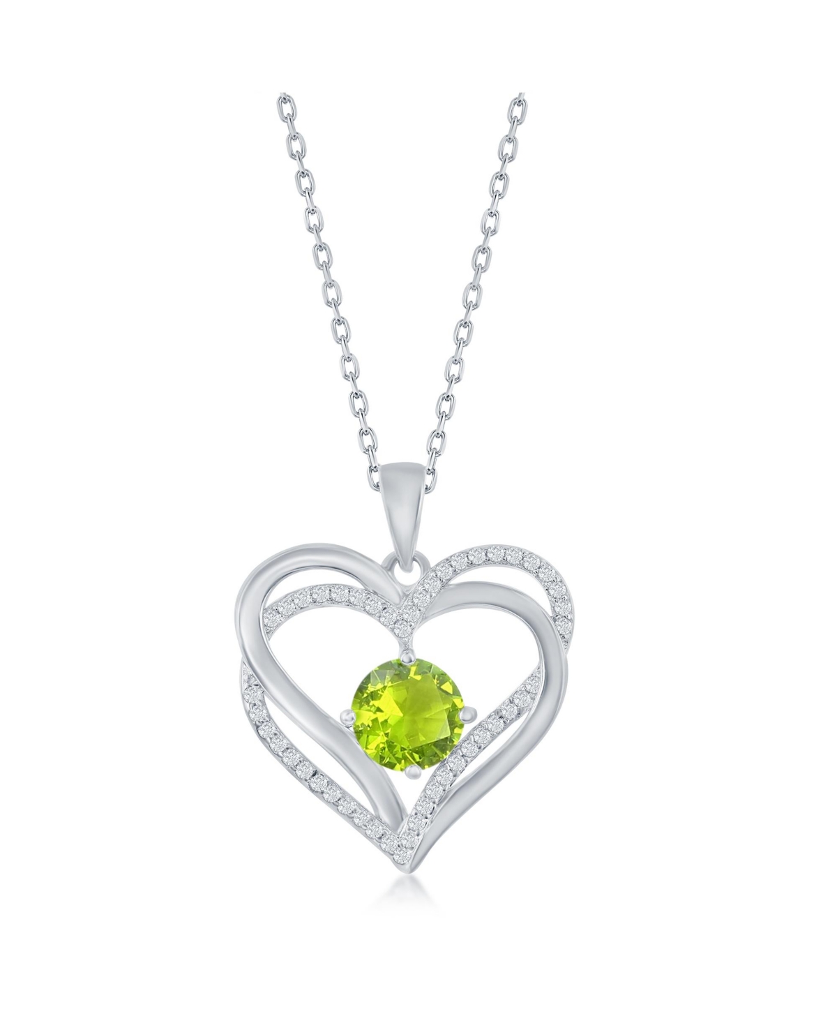 Click here for Simona Sterling Silver  Double Heart Birthstone Cz... prices