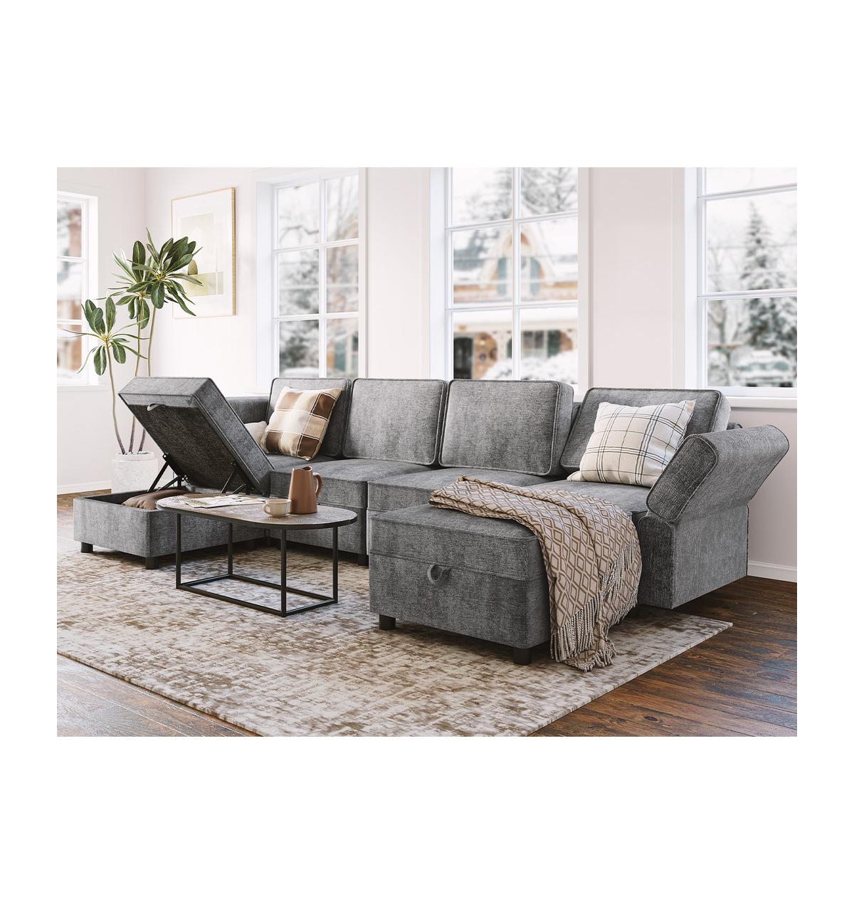 Click here for gaomon 113.4 Chenille Reversible Sectional Sofa  6... prices