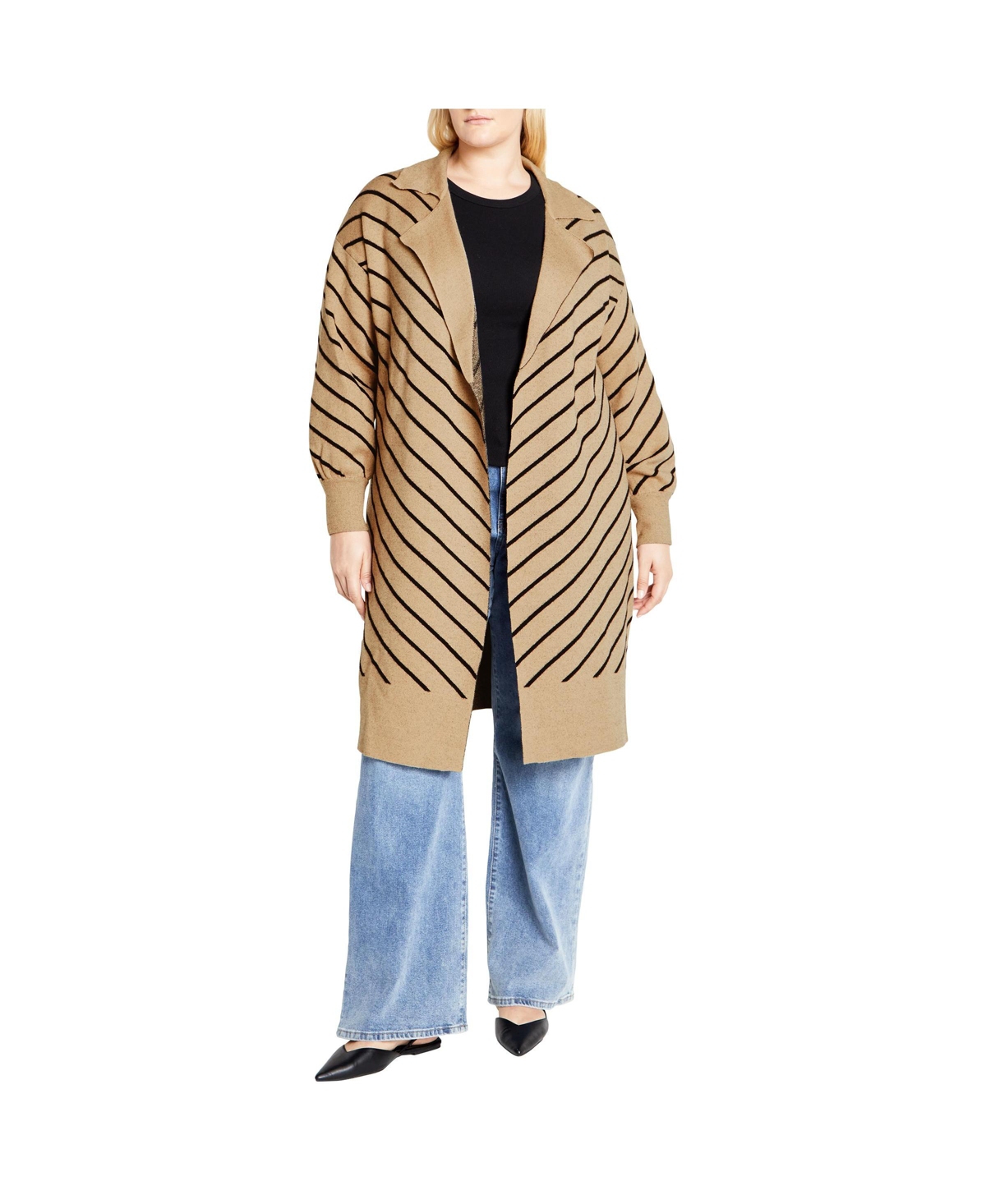 Click here for City Chic Plus Size Stripe Ivy Cardigan - Nougat s... prices