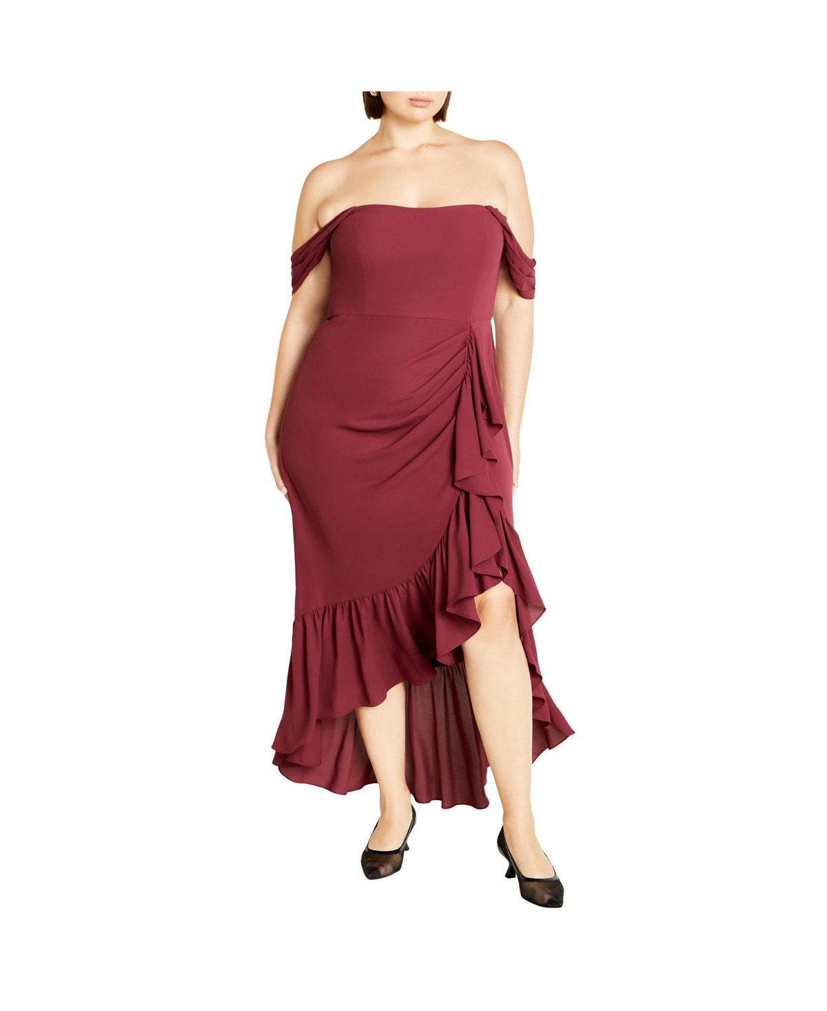Click here for City Chic Plus Size Rosabella Maxi Dress - Garnet prices