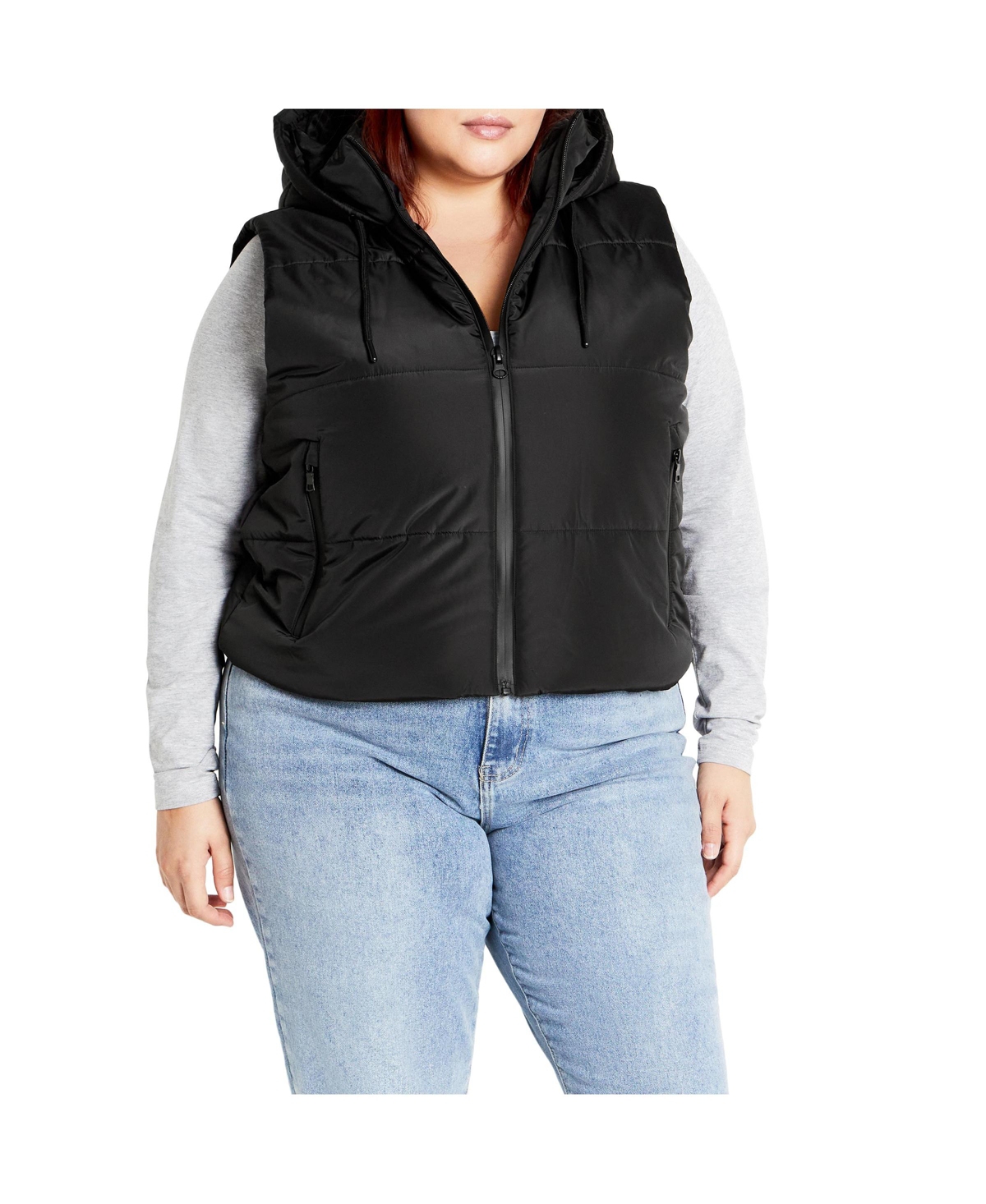 Click here for City Chic Plus Size Ava Puffer Vest - Black prices