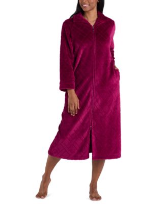 Miss Elaine Petite Zip-Front French Fleece Robe - Macy's