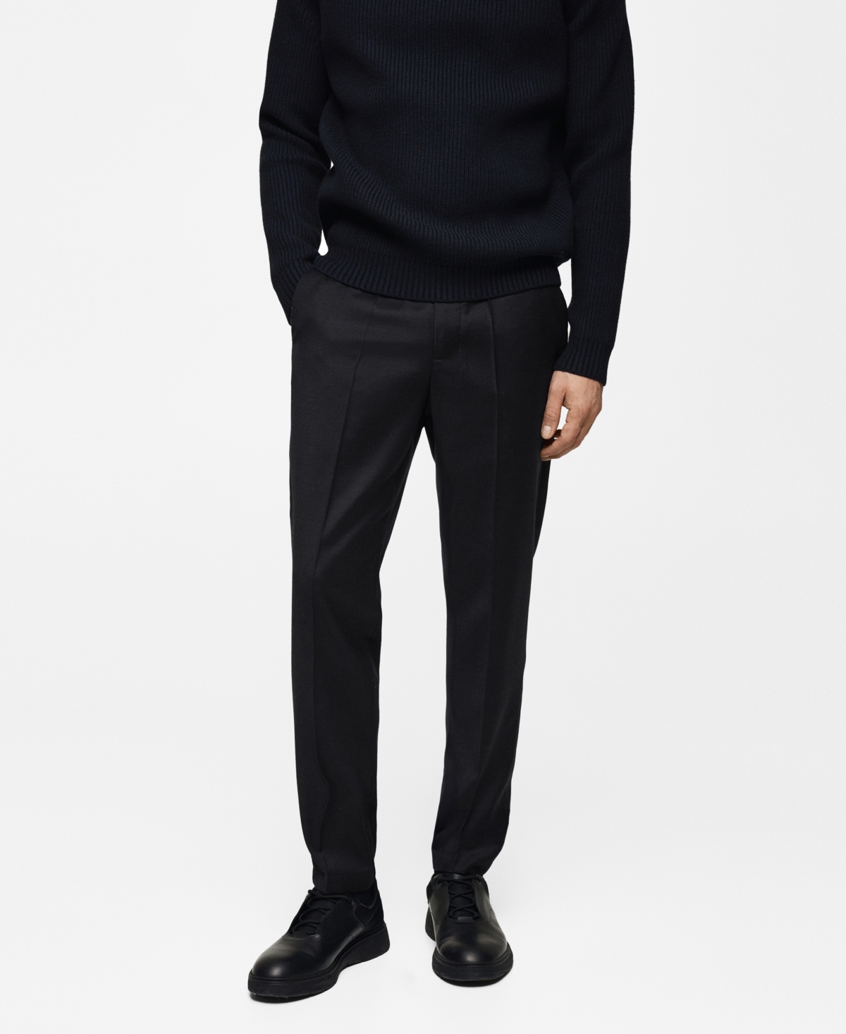 Click here for Mango Mens Slim-Fit Wool-Blend Drawstring Pants -... prices