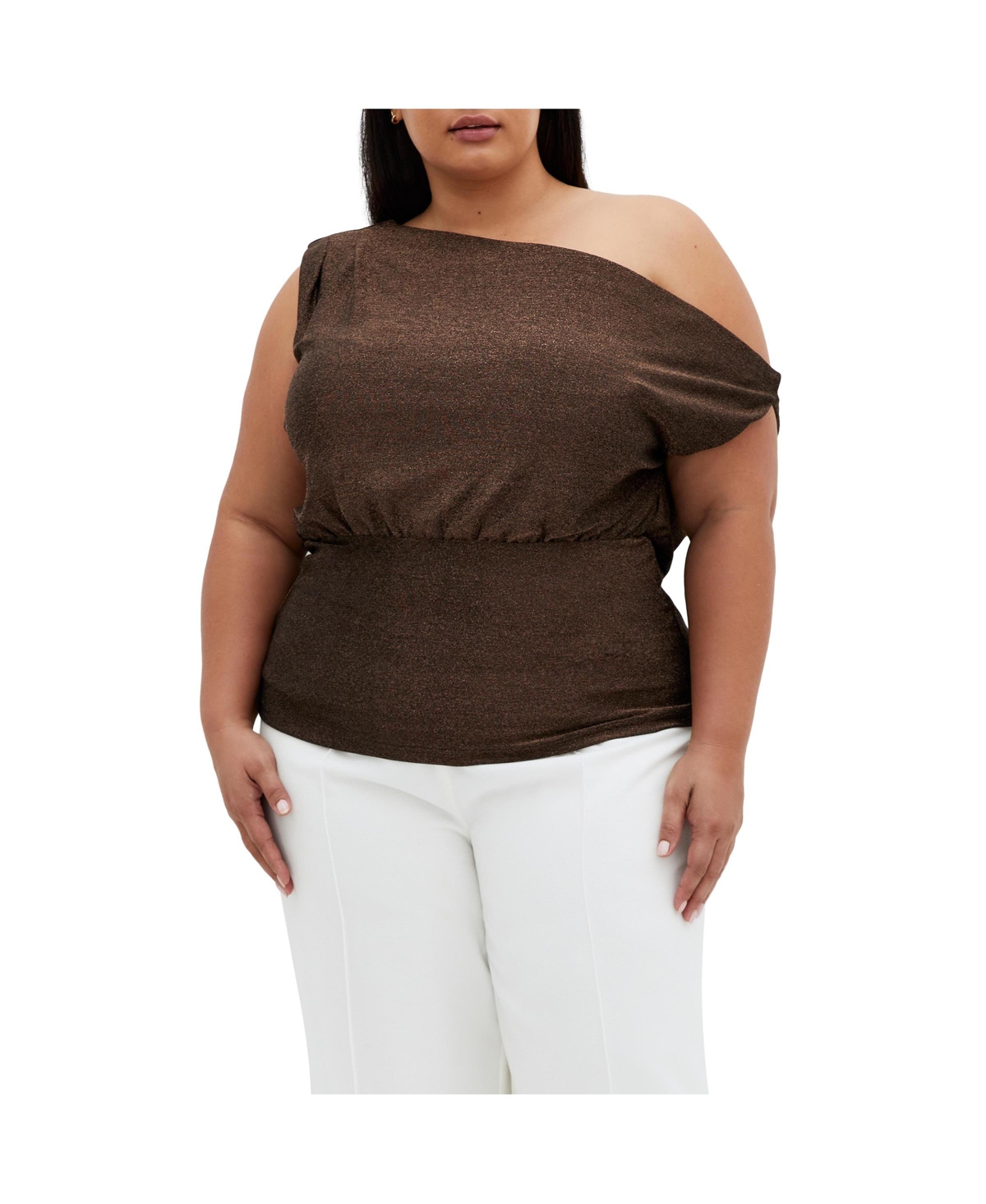 Click here for Plus Size Paloma Shimmer Top - Bronze prices