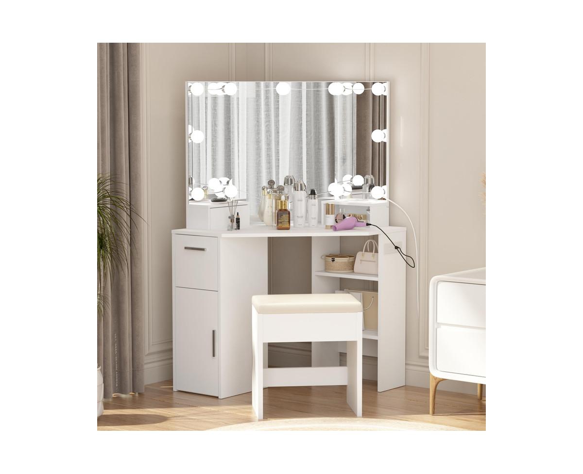 Click here for gaomon Corner Vanity Mirror with Lights and Table... prices