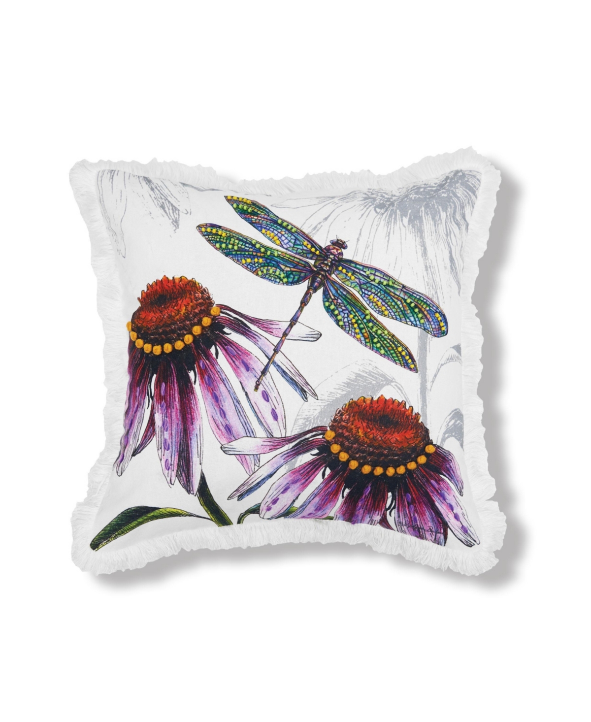 Click here for 18 x 18 Botanical Dragonfly Floral Spring Printed... prices
