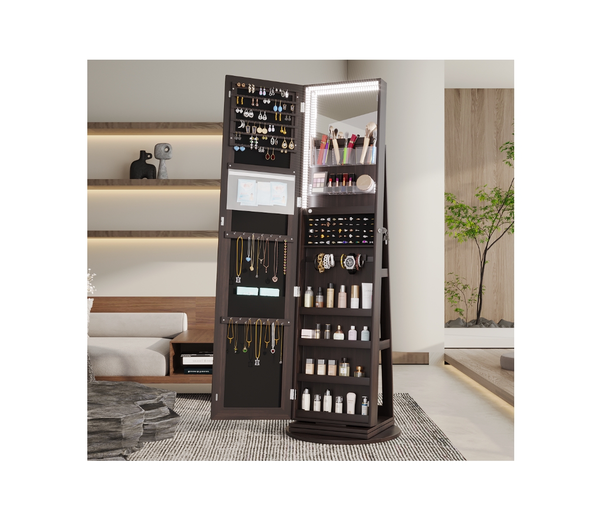 Click here for Vlsrka A 360° swivel standing jewelry mirror... prices