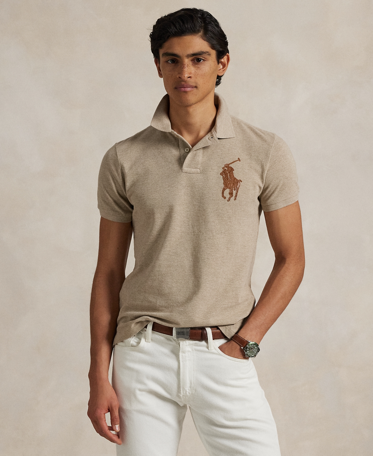 Click here for Polo Ralph Lauren Mens Custom Slim Fit Leather-Pon... prices