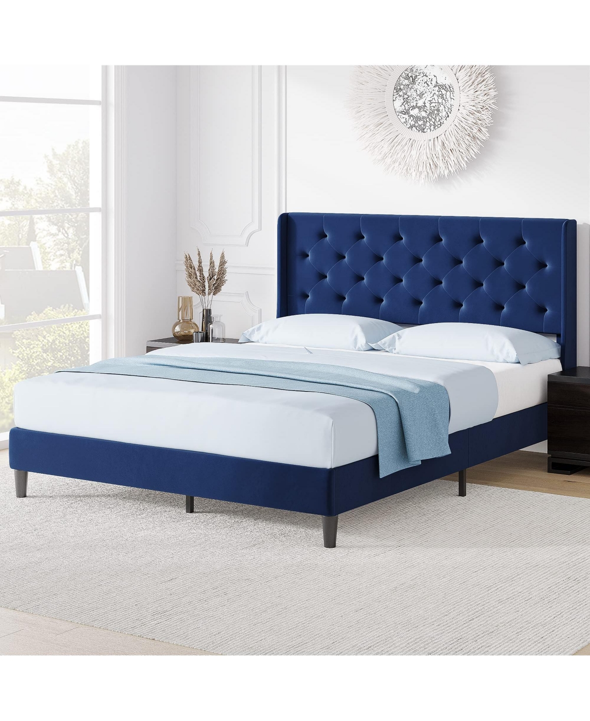 Click here for gaomon Queen Size Bed Frame with Headboard Wingbac... prices