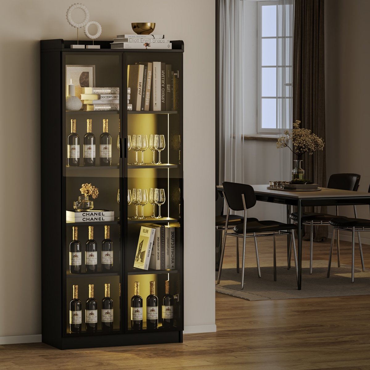 Click here for Vlsrka Wine Bar Storage Cabinet with Led Lights -... prices