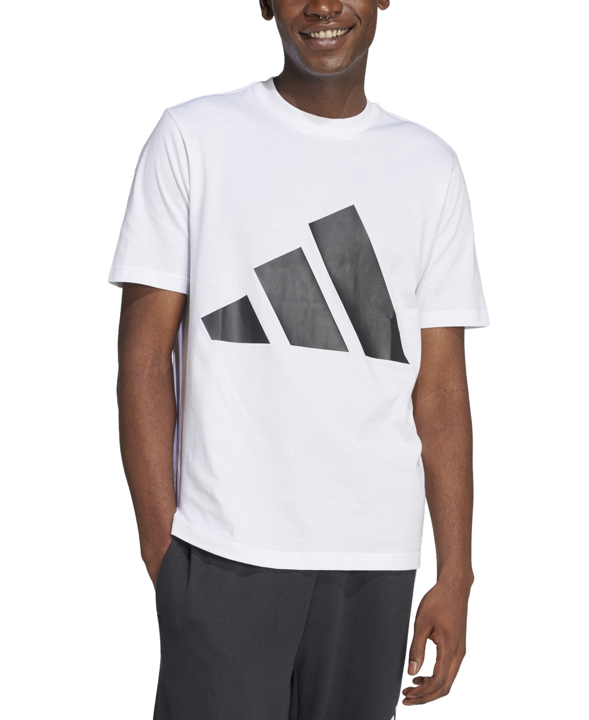 Click here for adidas Mens 3 Bar Logo Graphic Cotton T-Shirt - Wh... prices