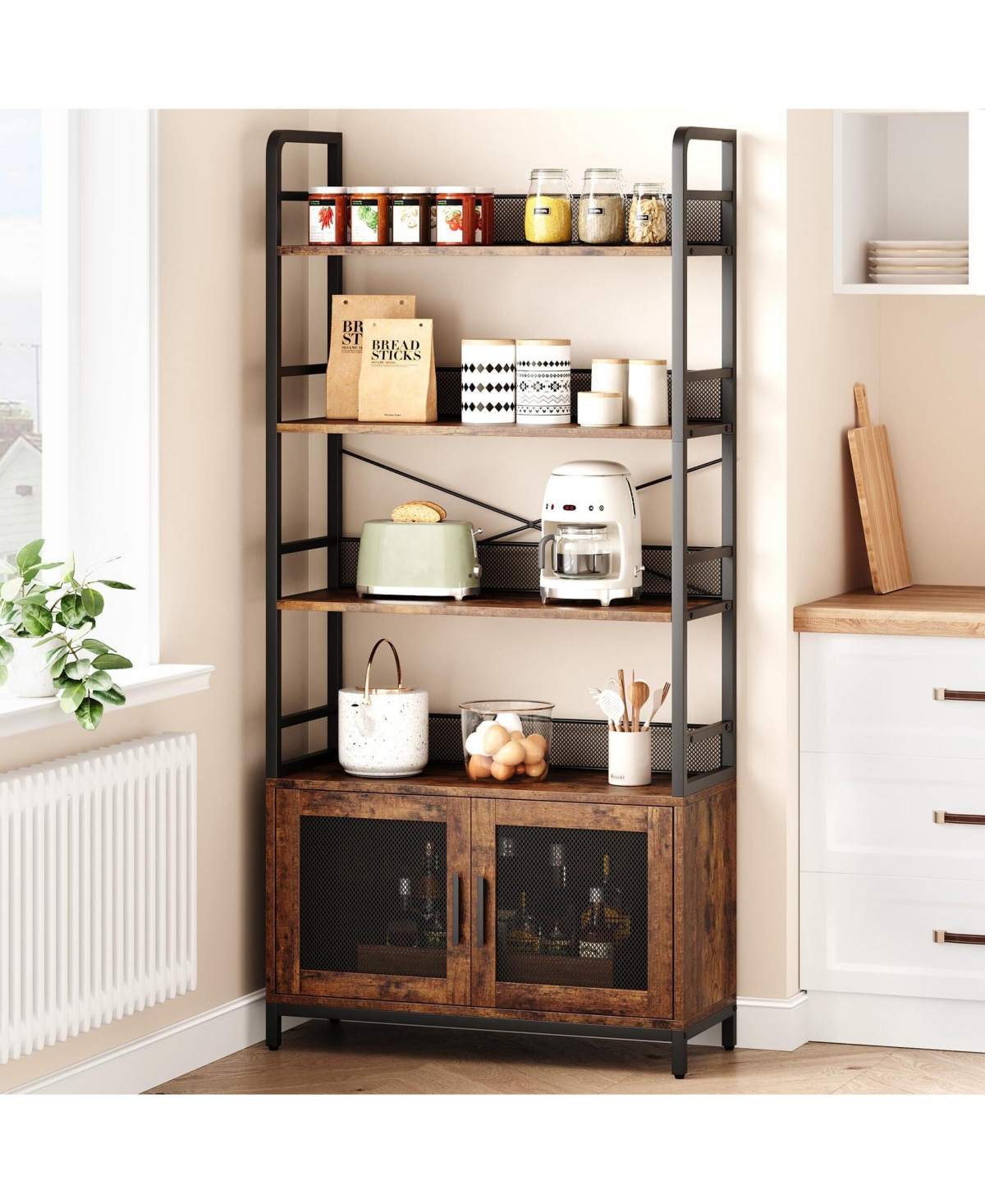 Click here for gaomon Industrial Bookshelf with Storage - Brown prices