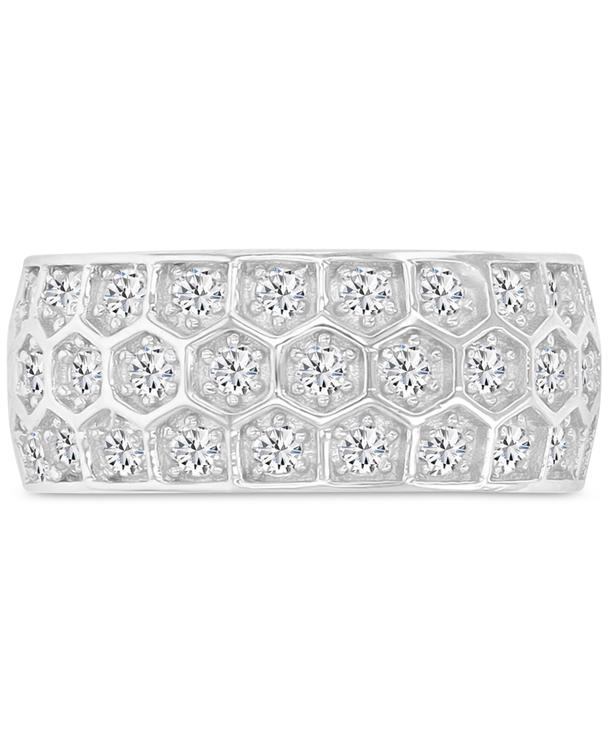 Click here for Cubic Zirconia Honeycomb Band Ring in Sterling Sil... prices