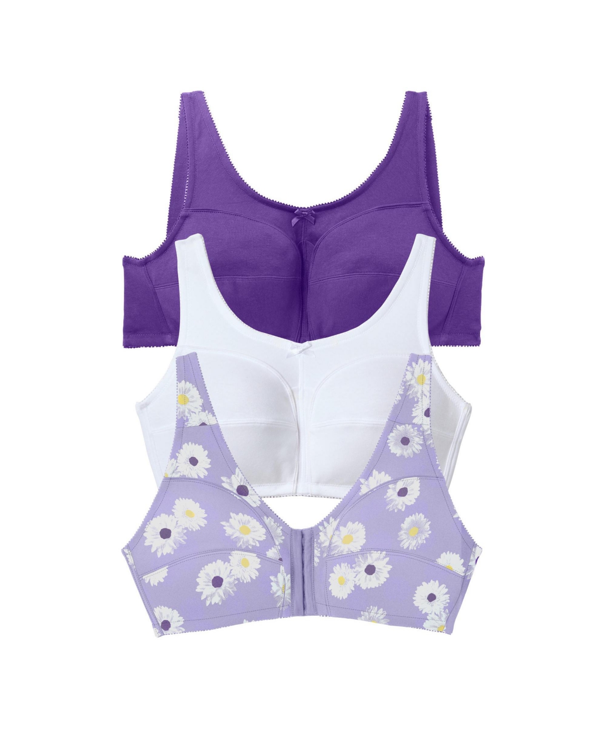 Click here for Comfort Choice Womens 3-Pack Front-Close Cotton Wi... prices