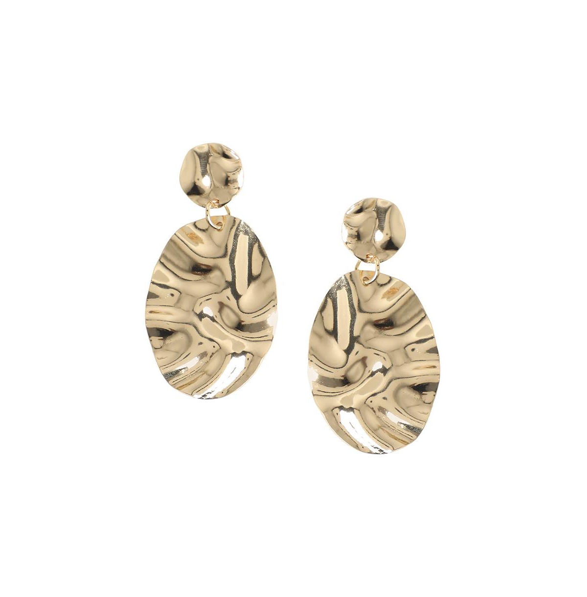 Click here for Dented Oval Drop Earrings - Gold prices