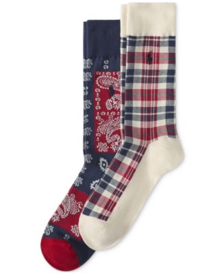 Polo Ralph Lauren Men's 2-Pk. Plaid & Bandana Slack Socks - Macy's