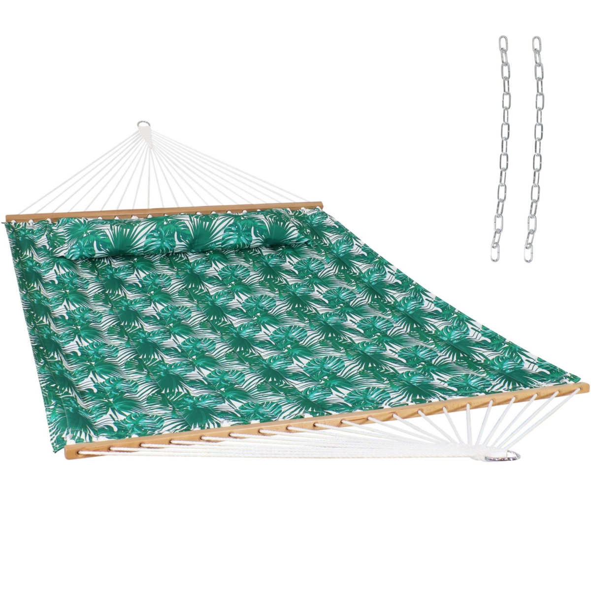 Click here for 2-Person Quilted Printed Fabric Spreader Bar Hammo... prices