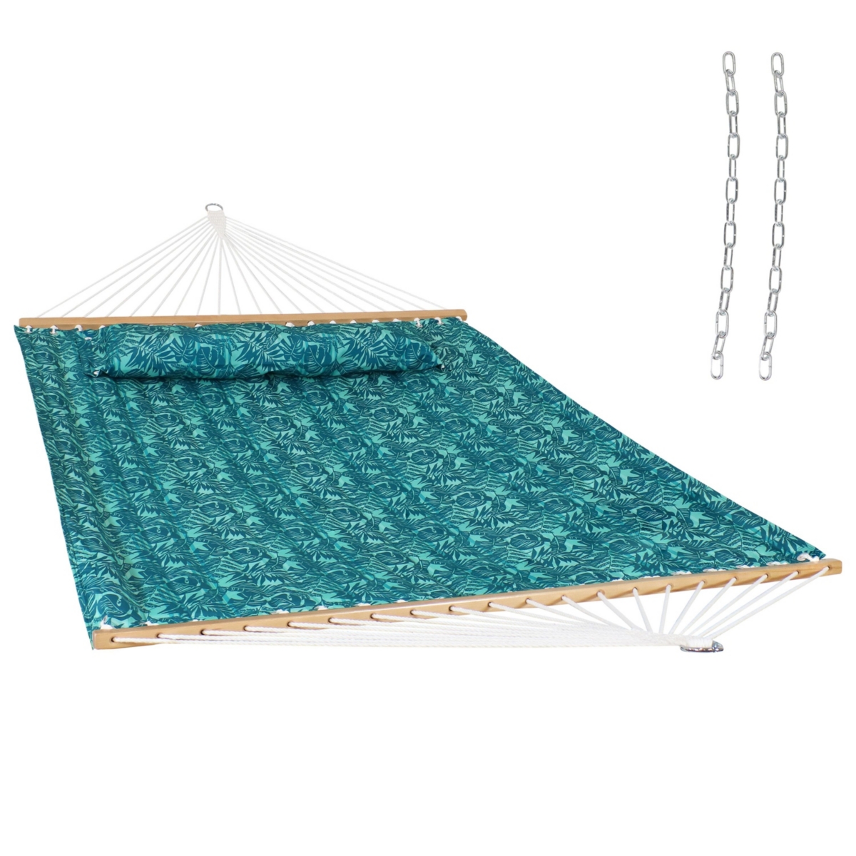 Click here for 2-Person Quilted Printed Fabric Spreader Bar Hammo... prices