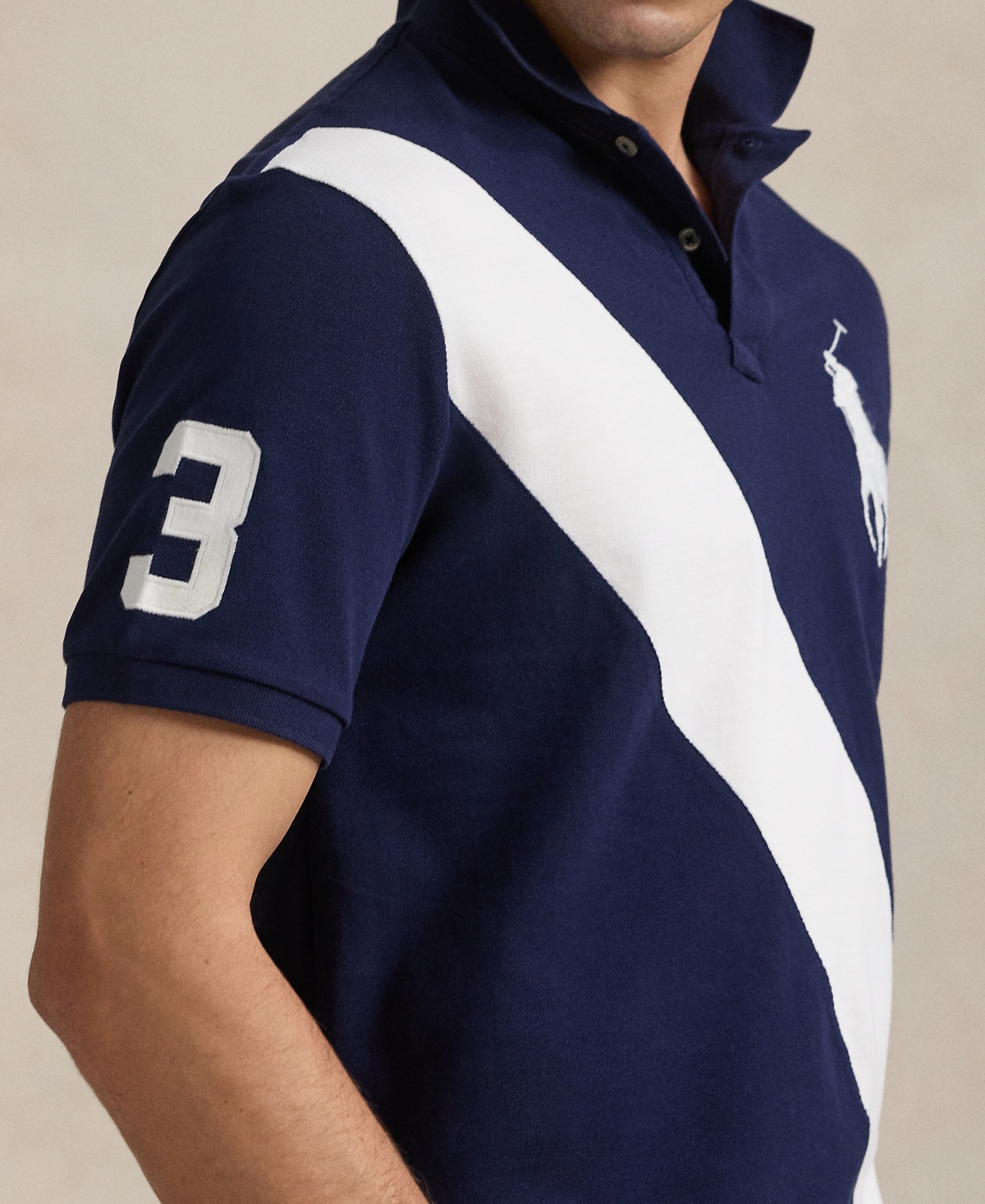 Polo Ralph Lauren Men's Custom Slim Fit Big Pony Mesh Polo Shirt In Newport Navy,white | ModeSens