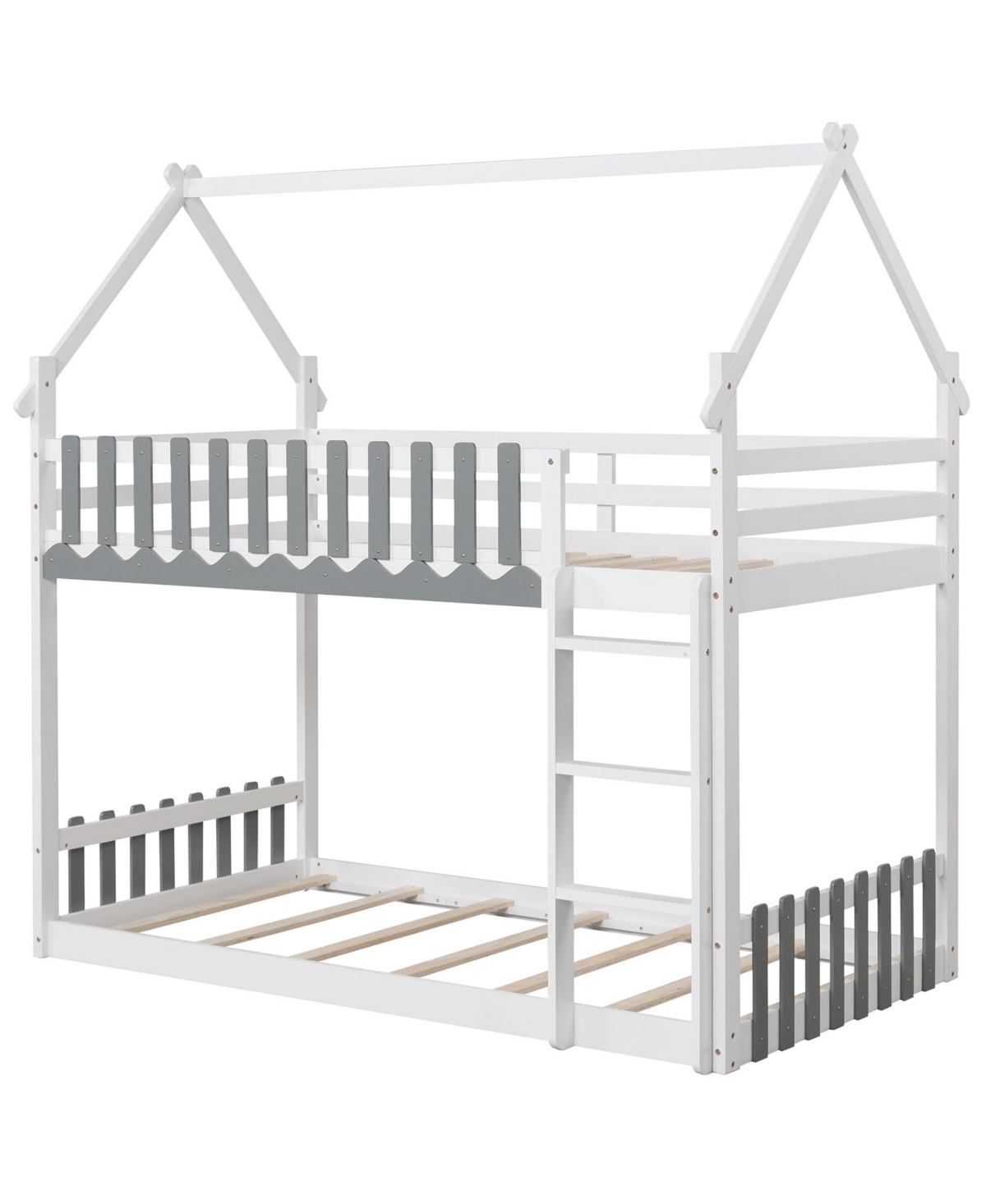 Click here for Twin Over Twin Bunk Bed with Fence and Ladder for... prices