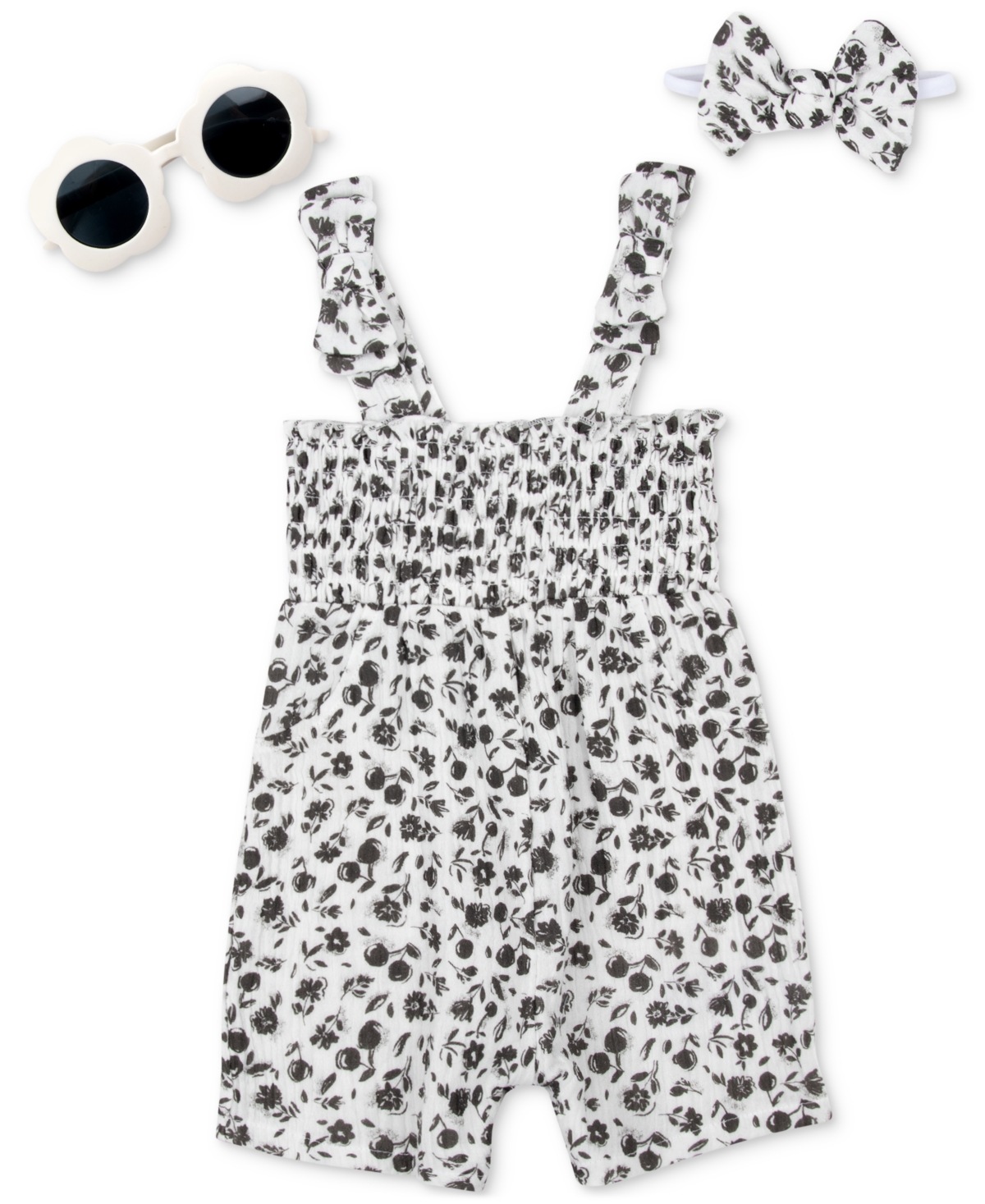 Click here for Baby Essentials Baby Girls 3-Pc. Floral Romper  He... prices