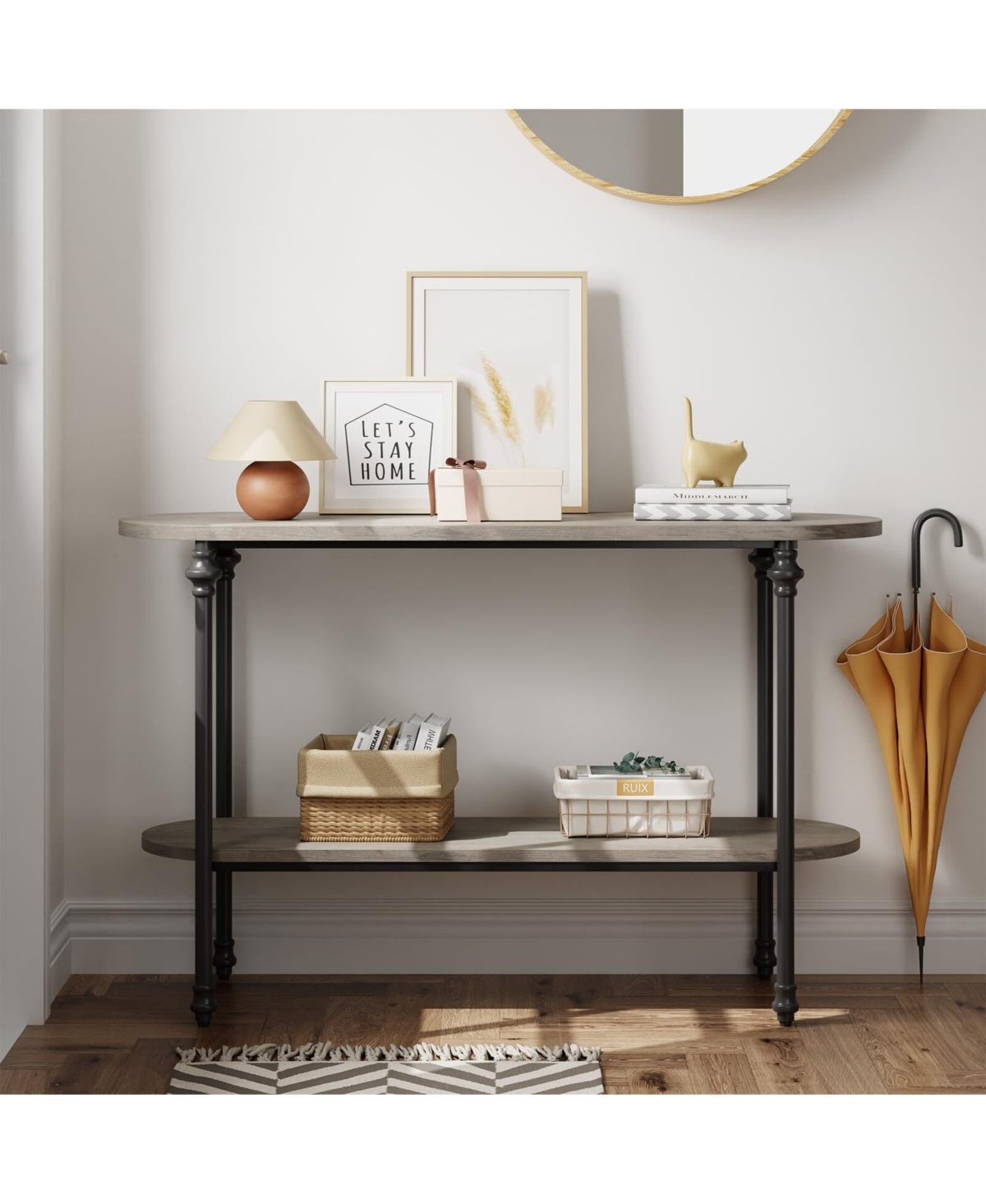 Click here for gaomon Narrow Entryway Table  2 Tier Industrial Co... prices