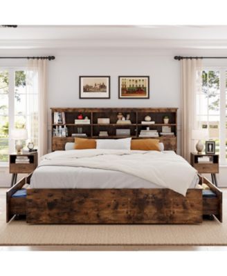 Click here for Gaomon Queen Bed Frame With High Storage Bookcase... prices