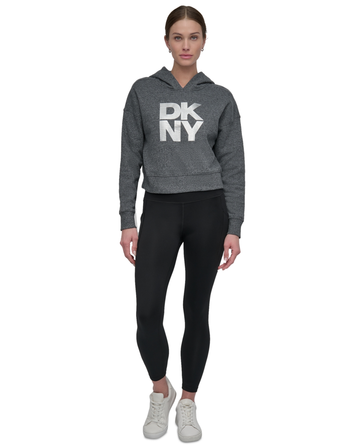 Click here for Dkny Womens Active Stacked Metallic-Logo Hooded To... prices