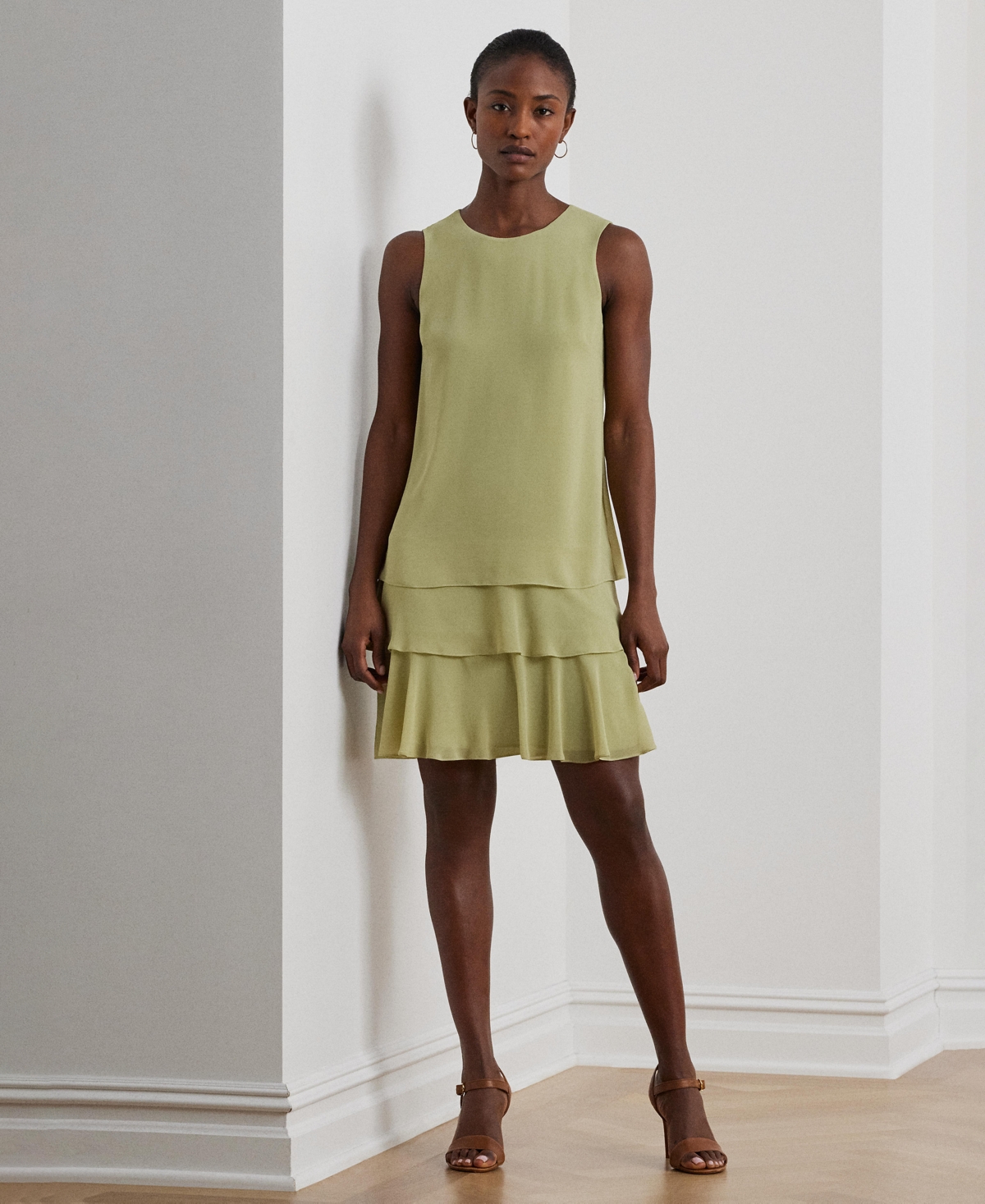 Click here for Lauren Ralph Lauren Womens Crinkle Georgette Shift... prices