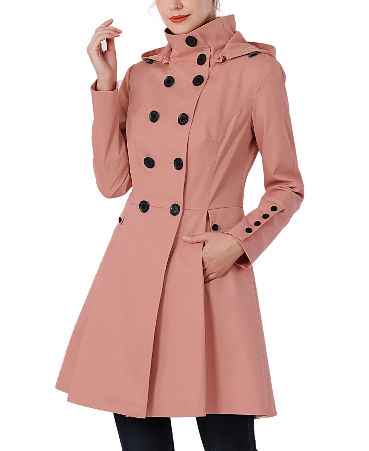Click here for kimi + kai Womens Adele Hooded Trench Coat - Guava prices